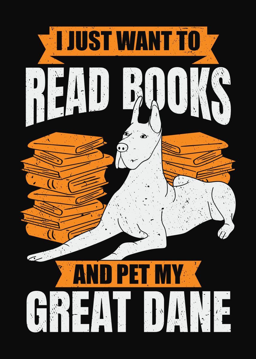 'Great Dane Dog Reading' Poster, picture, metal print, paint by Marcel ...