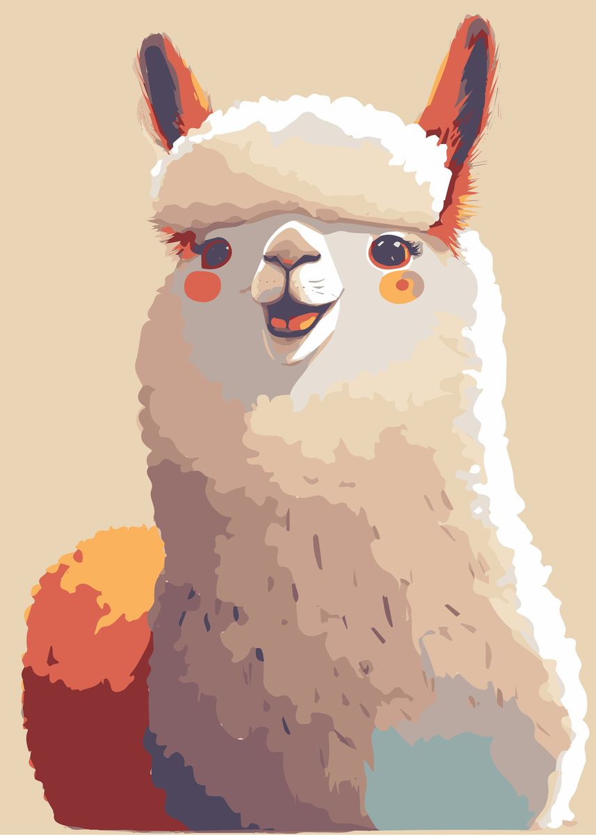 'Cute Alpaca' Poster, picture, metal print, paint by Tom Cage | Displate