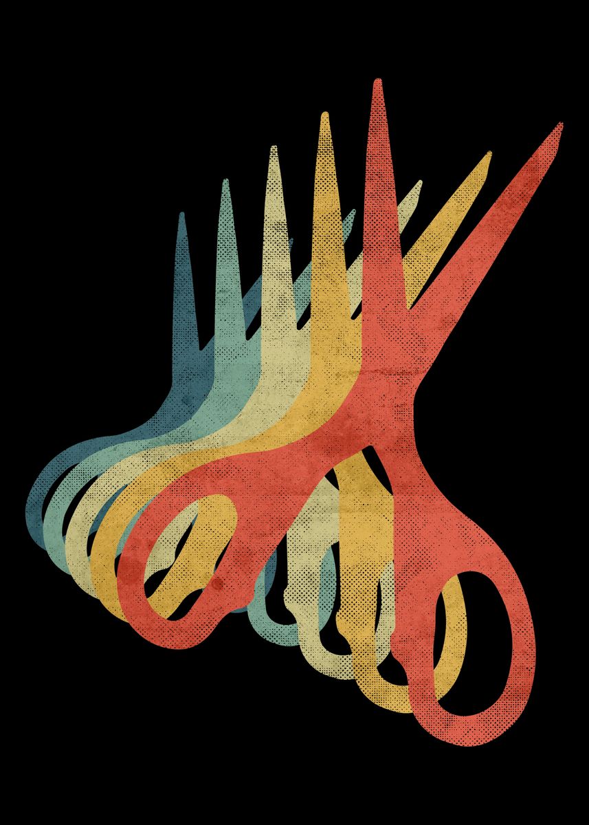 'Scissors Retro Vintage' Poster, picture, metal print, paint by El ...