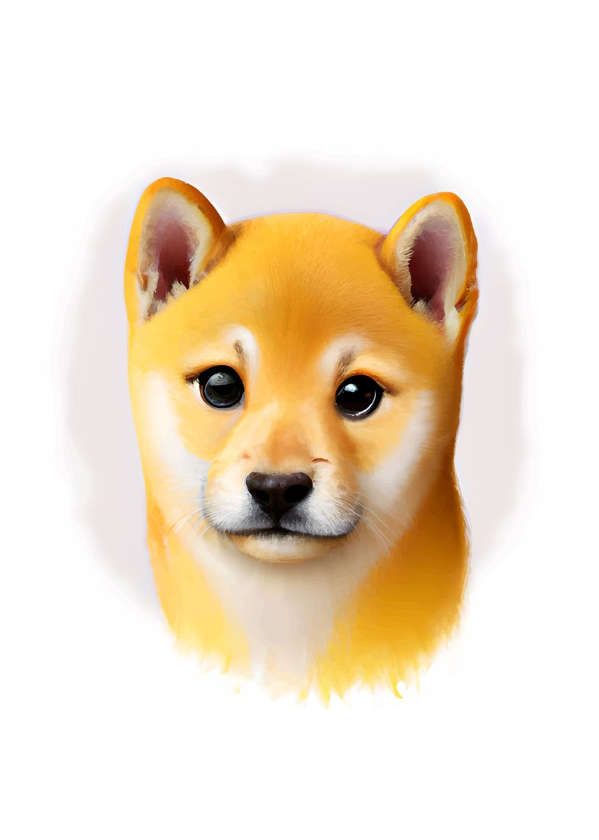 'Cute Shiba Inu Dog' Poster, picture, metal print, paint by Vladyslav ...