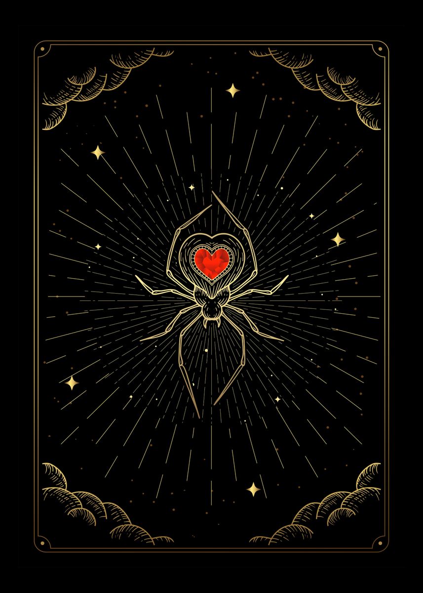 'Tarot the heart spider' Poster, picture, metal print, paint by Michael ...