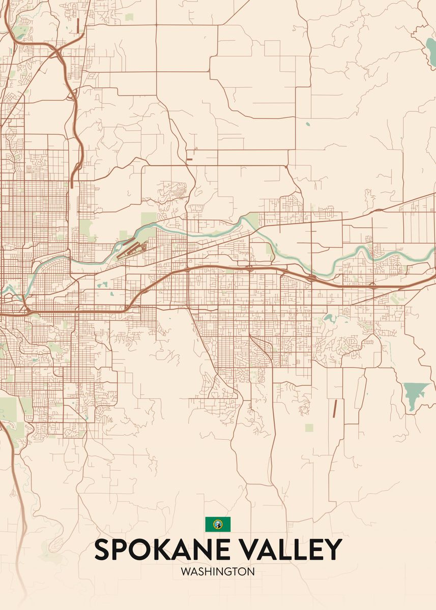 'Spokane Valley WA' Poster, picture, metal print, paint by IMR Designs ...