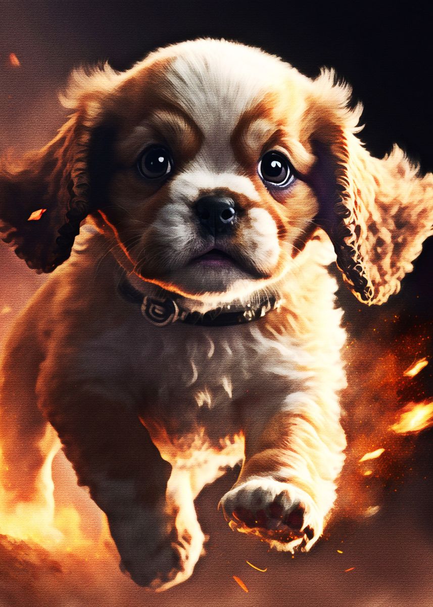 'Jump Dog' Poster, picture, metal print, paint by Coffee Design | Displate