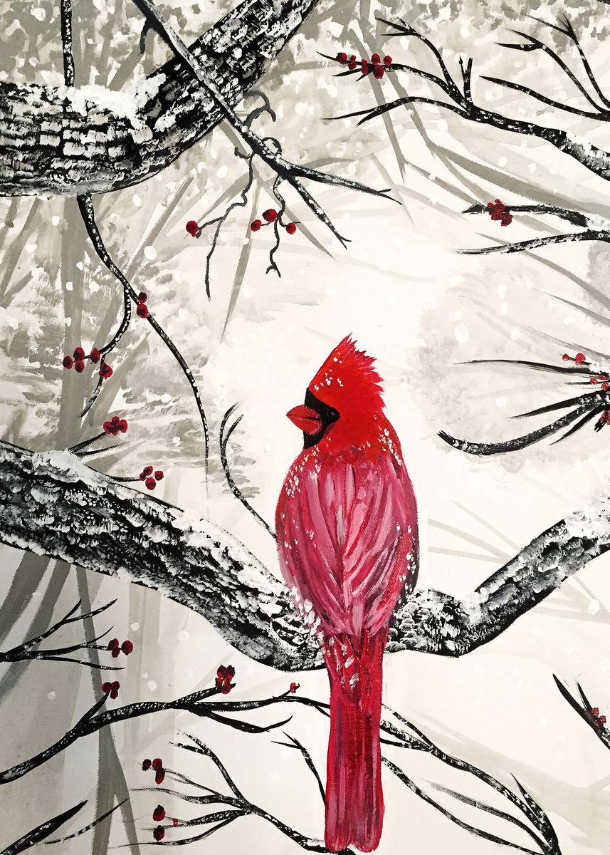 'Red Robins Winter' Poster, picture, metal print, paint by Adamzworld ...