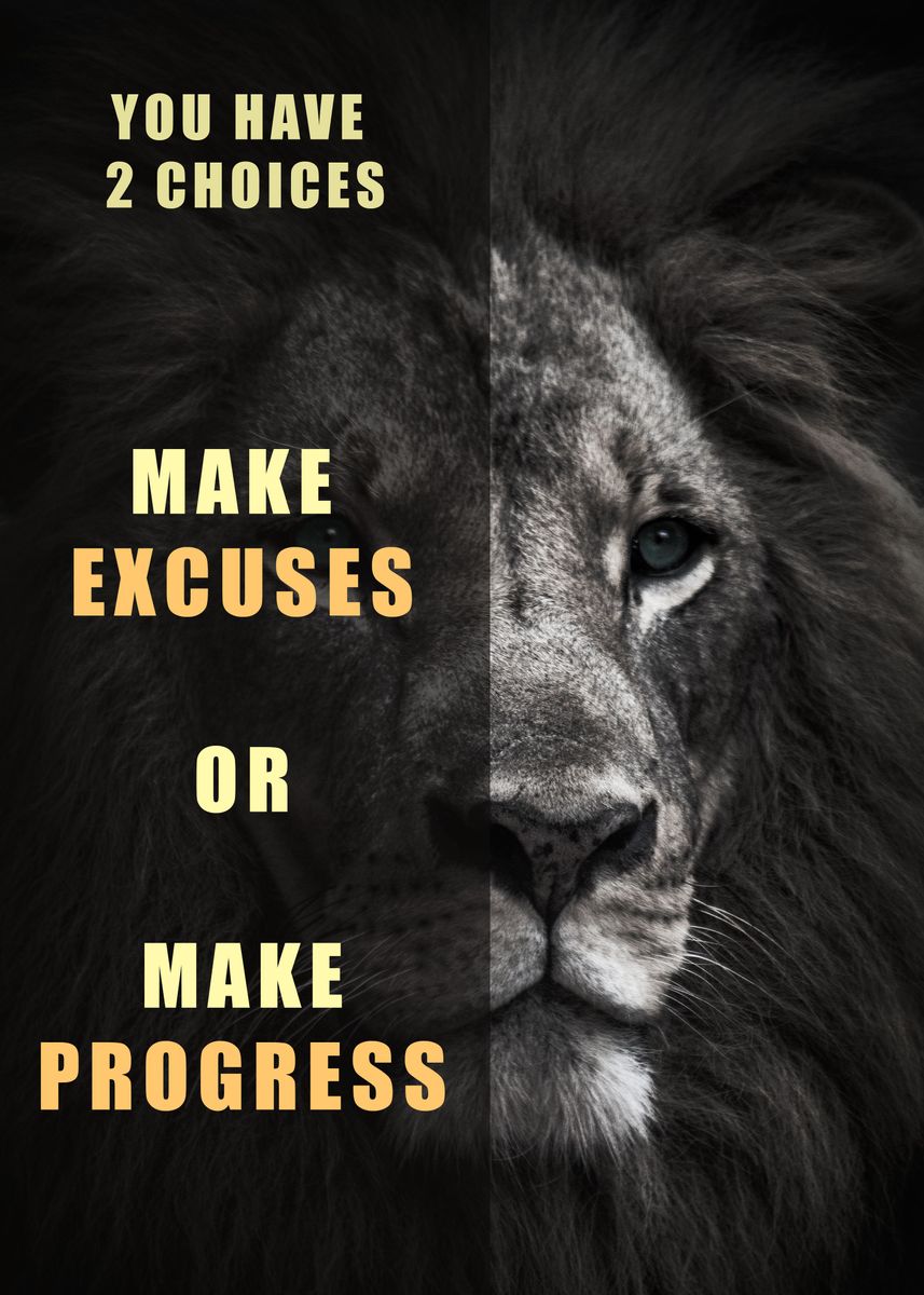 'Lion Motivation Quote' Poster, picture, metal print, paint by Maltos ...