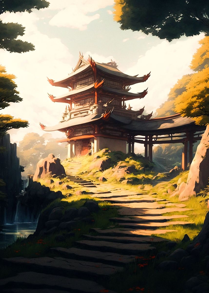 'Ahni Temple' Poster, picture, metal print, paint by Cevori Art | Displate