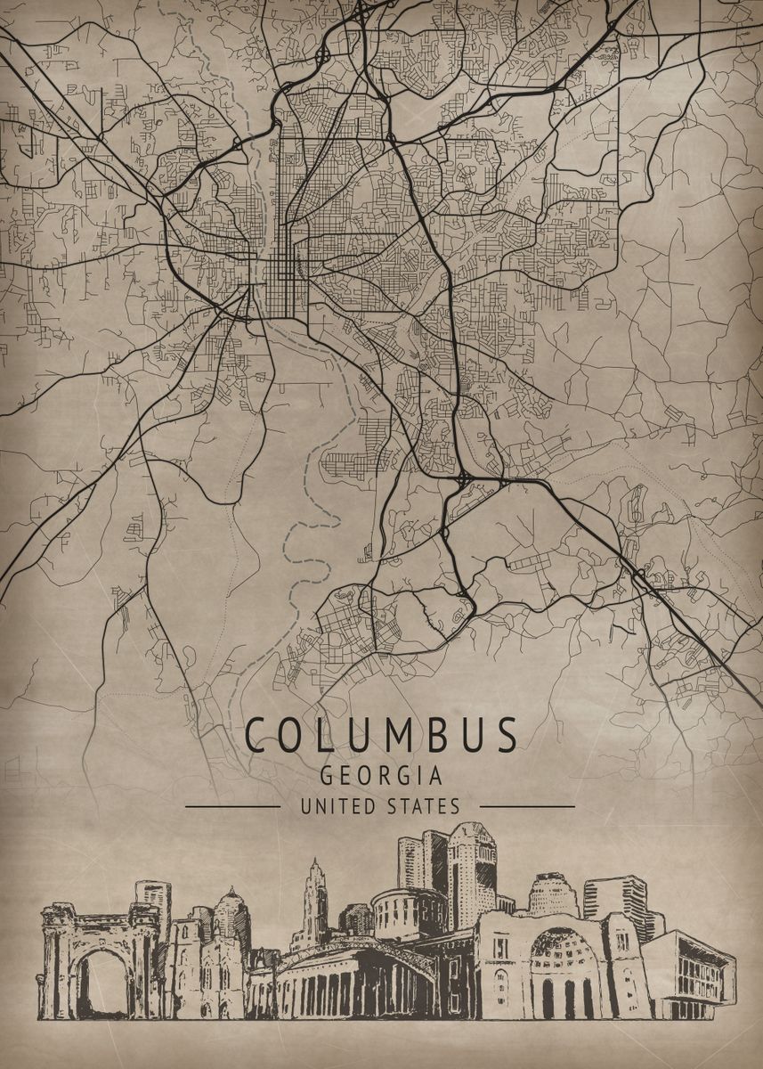 'Columbus Georgia' Poster, picture, metal print, paint by XandYart ...