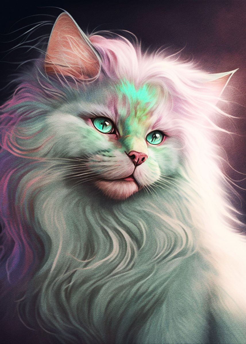 'Portrait White Cat' Poster, picture, metal print, paint by Muh Asdar ...