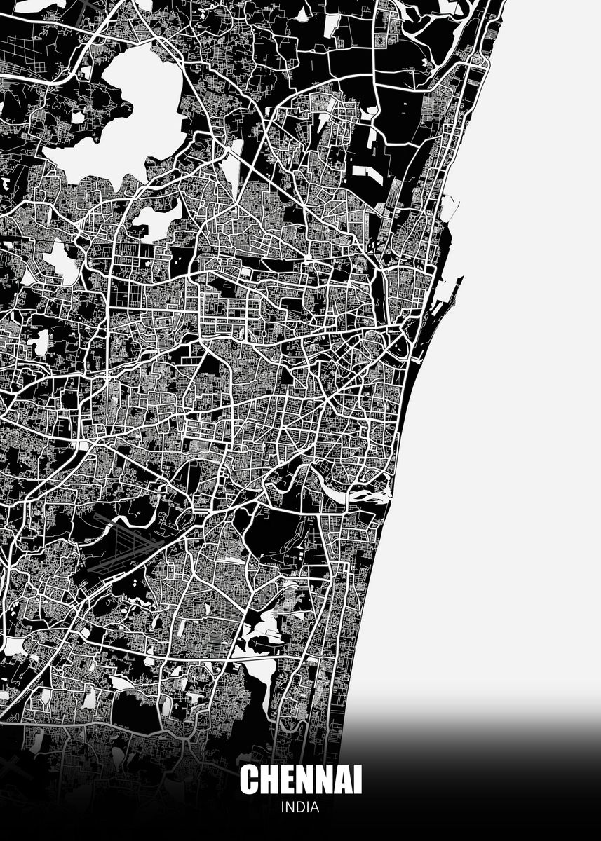 'Chennai India Dark Map' Poster, picture, metal print, paint by Zake ...