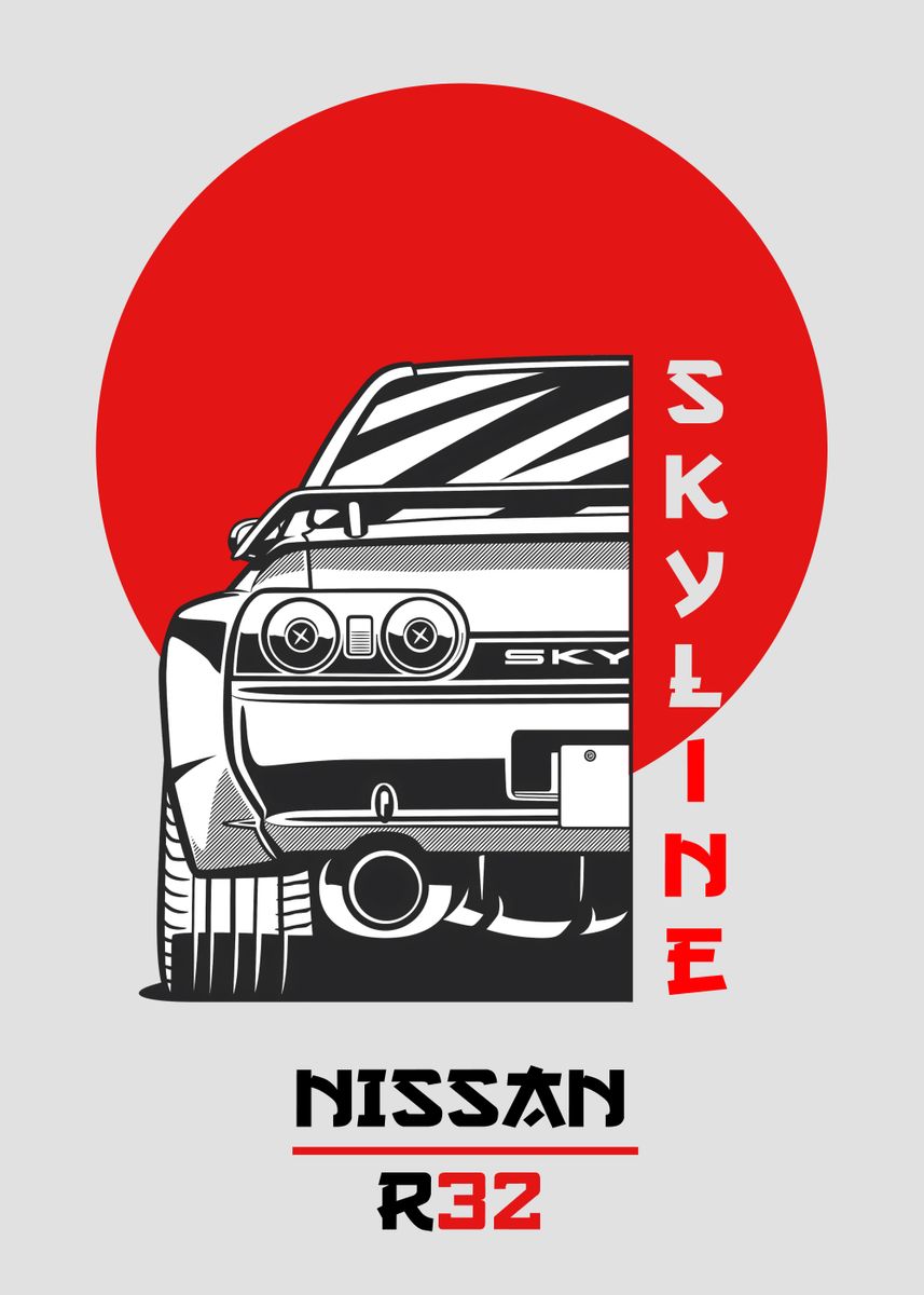 'Nissan skyline R32' Poster, picture, metal print, paint by artH | Displate