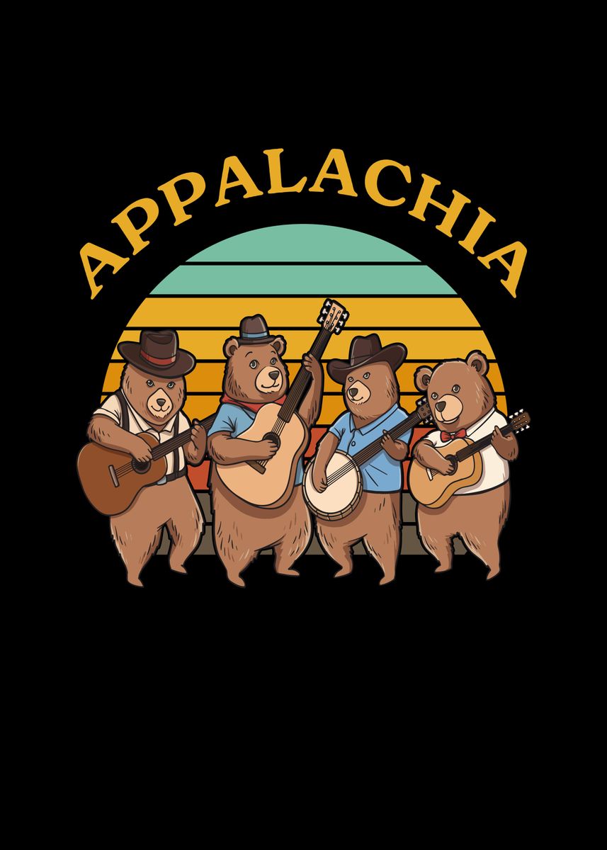 'Bears Banjo Guitar' Poster, picture, metal print, paint by Michael ...