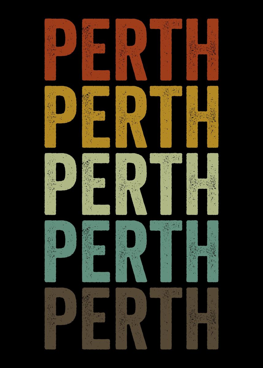 'Perth Australia Retro' Poster, picture, metal print, paint by ...