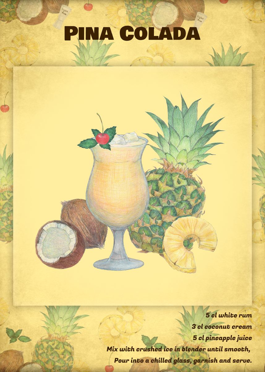 'Cocktail Pina Colada' Poster by Hahaha Creative | Displate