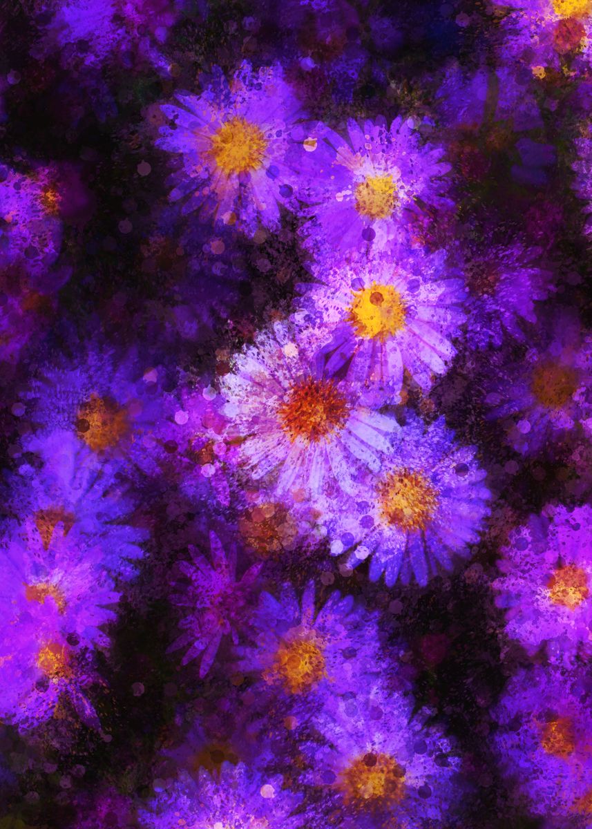 'Italian Aster' Poster, picture, metal print, paint by Green Pete ...