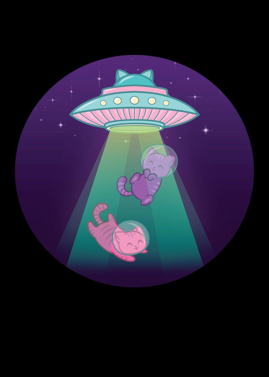 'Cats Ufo Spaceship Cat' Poster, picture, metal print, paint by Mooon ...
