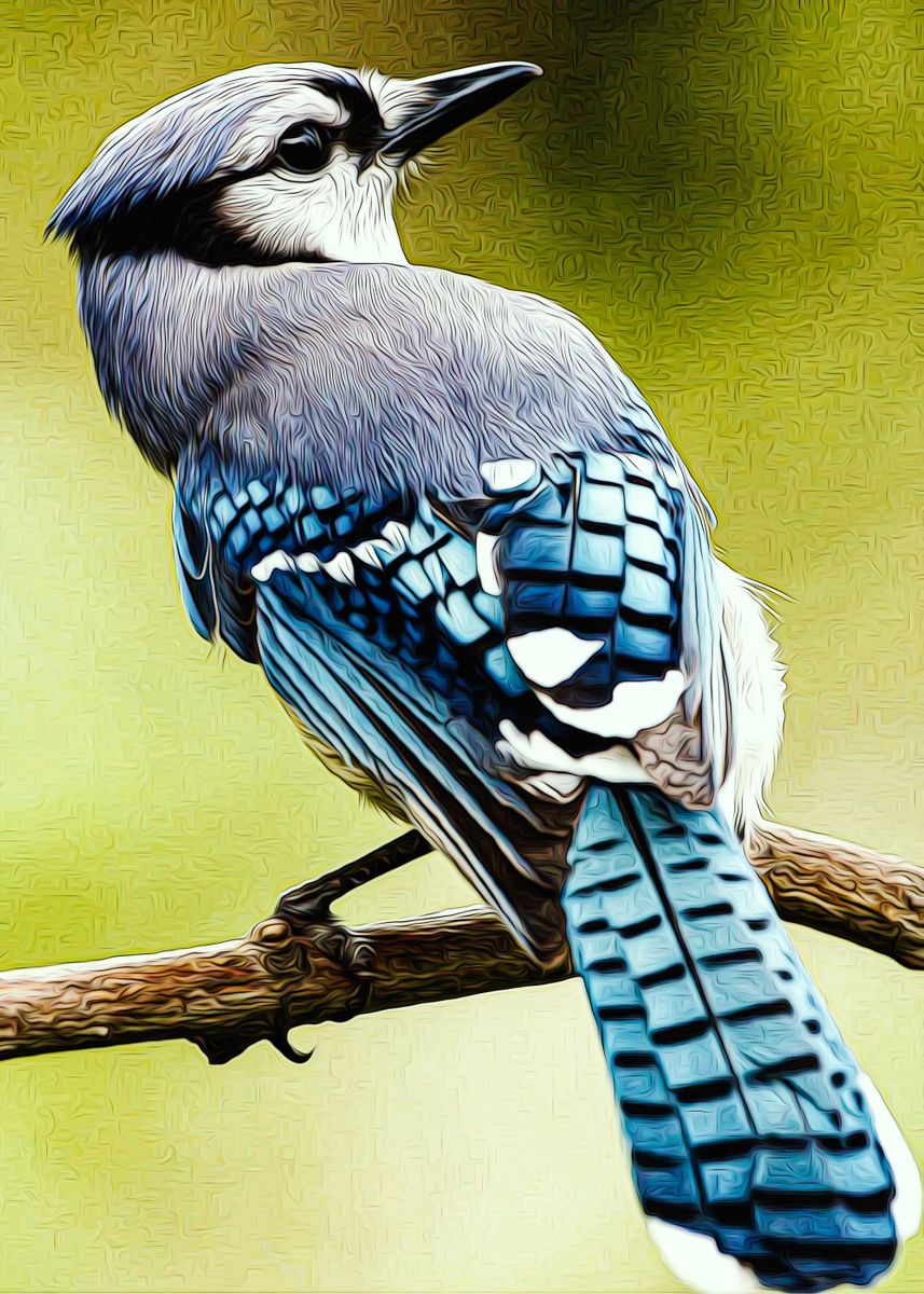 'Blue Jay' Poster, picture, metal print, paint by Tiker Arts | Displate
