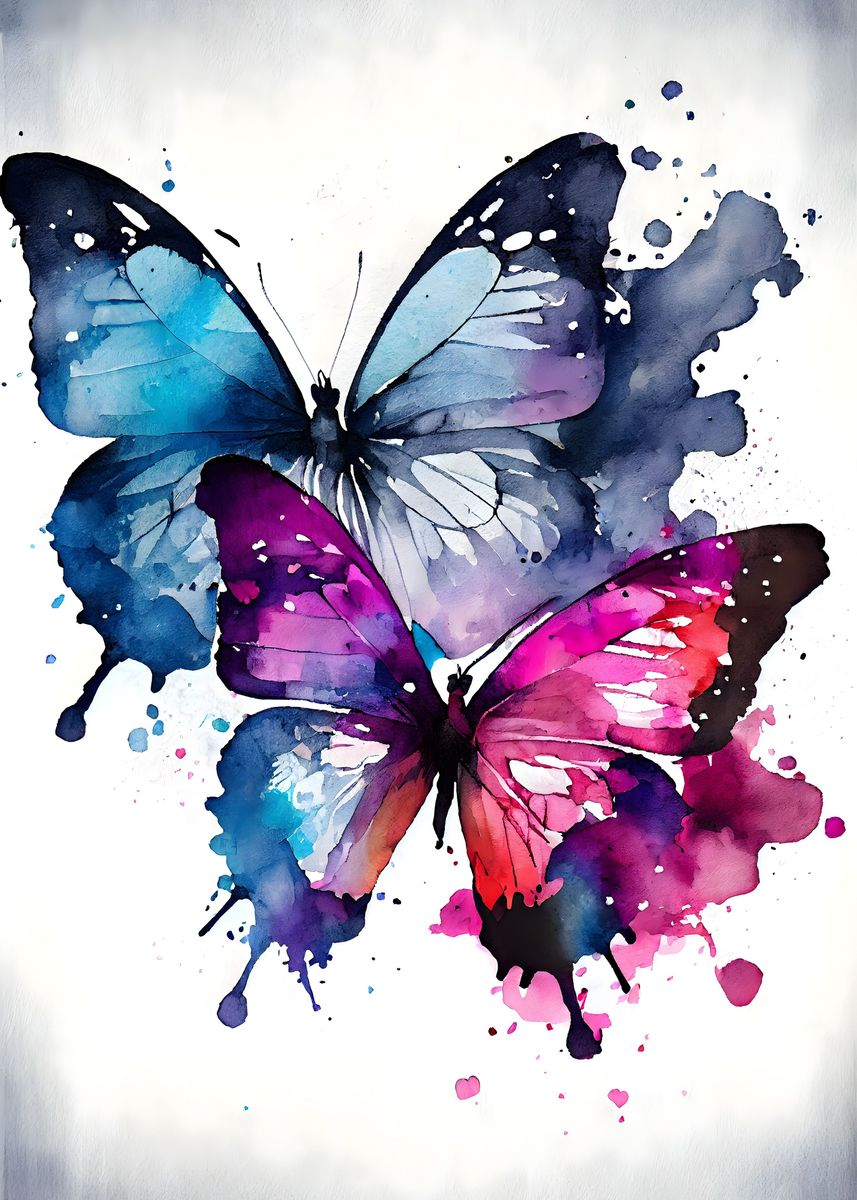 'Butterfly Couple Romance' Poster, picture, metal print, paint by Ali ...