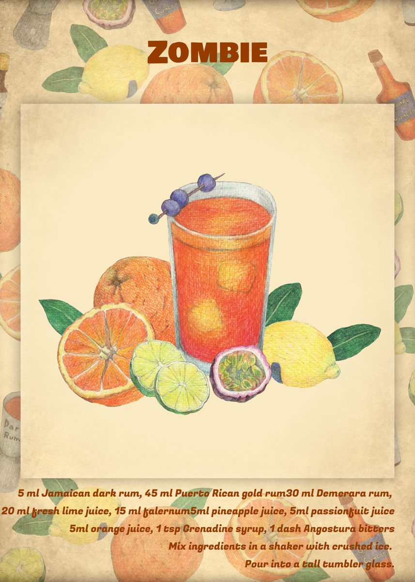 'Cocktail Zombie' Poster by Hahaha Creative | Displate