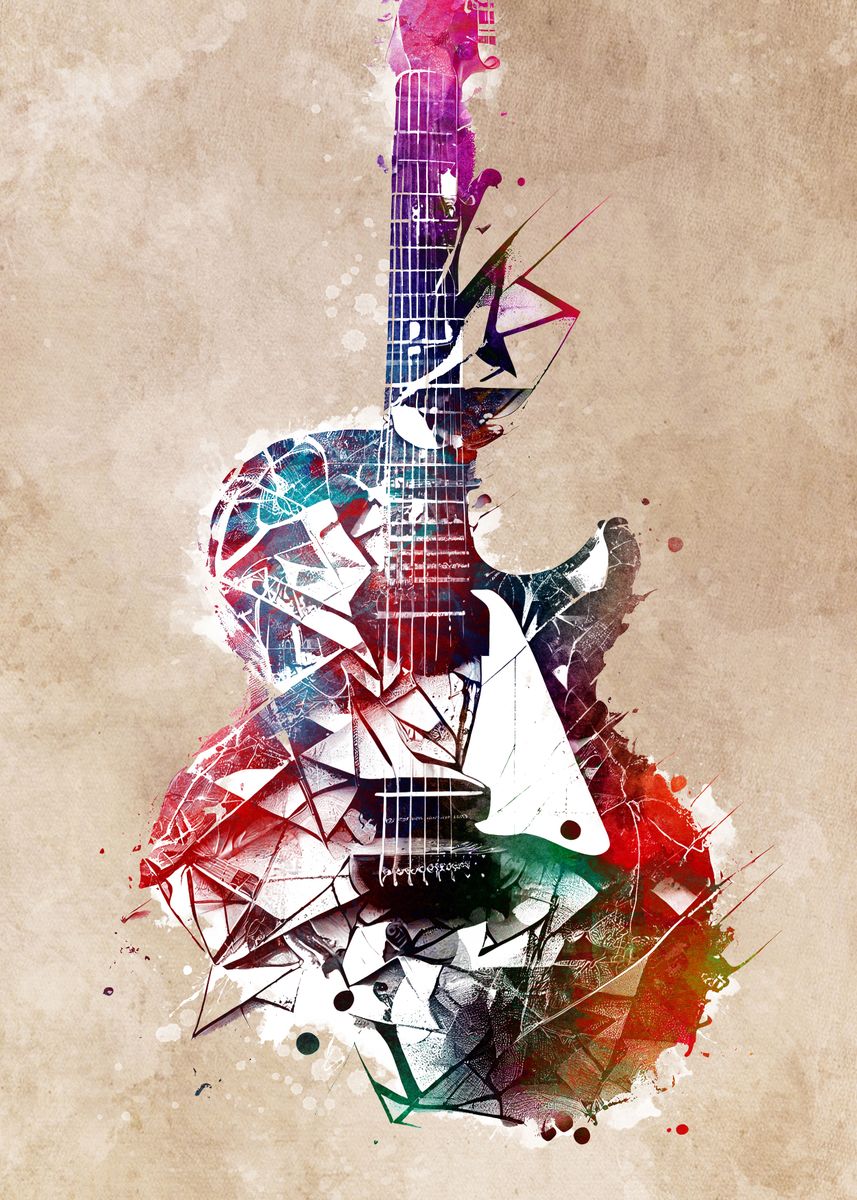 'Guitar music art ' Poster, picture, metal print, paint by JBJart ...
