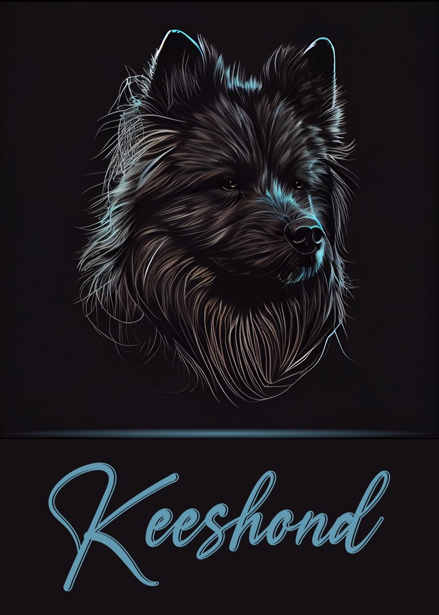'Keeshond Portrait' Poster, picture, metal print, paint by Artistic Paradigms | Displate
