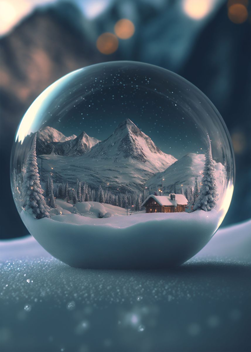 'House in a snow globe' Poster, picture, metal print, paint by Absuro ...