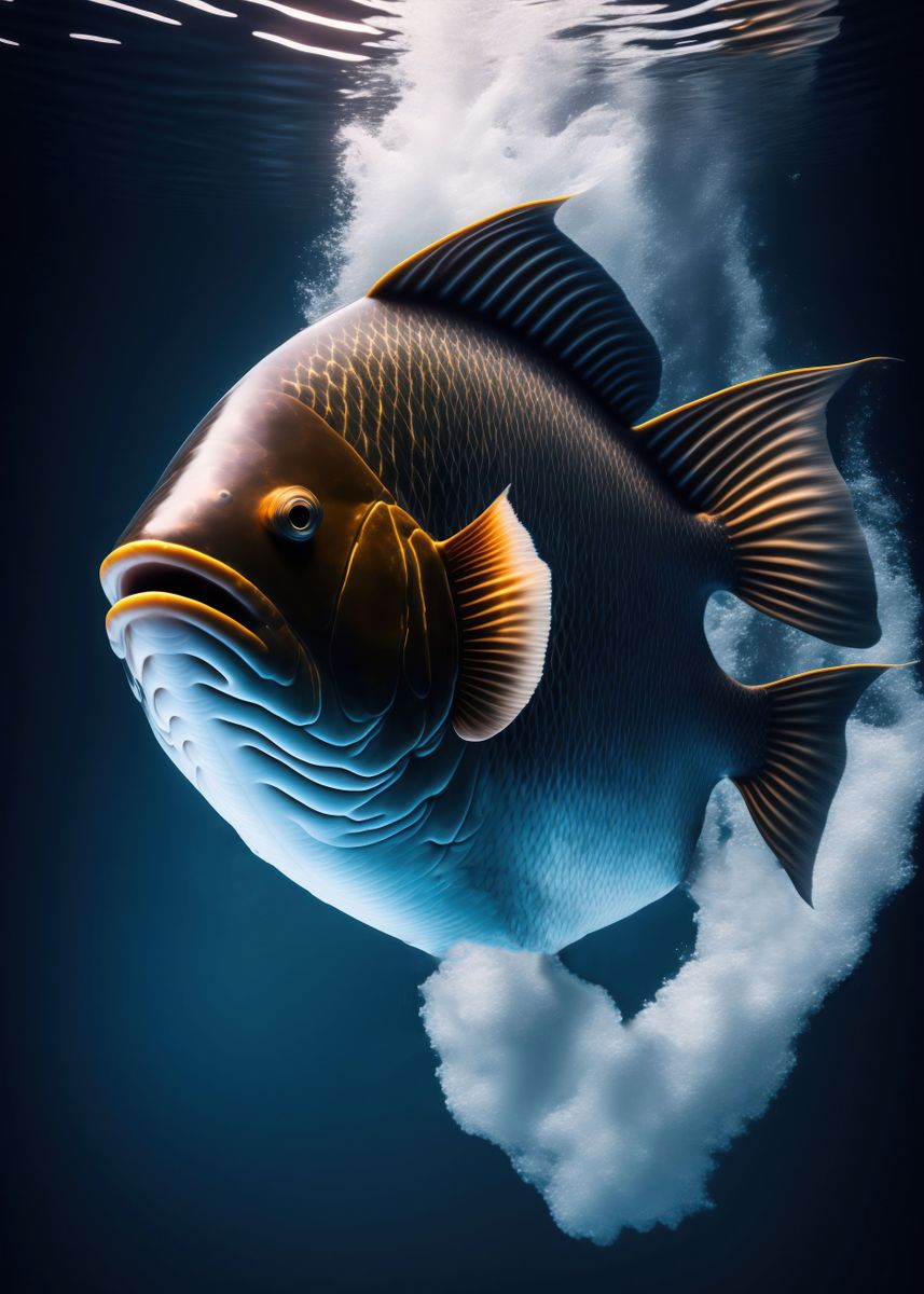 'fish' Poster, picture, metal print, paint by RonnieArts | Displate