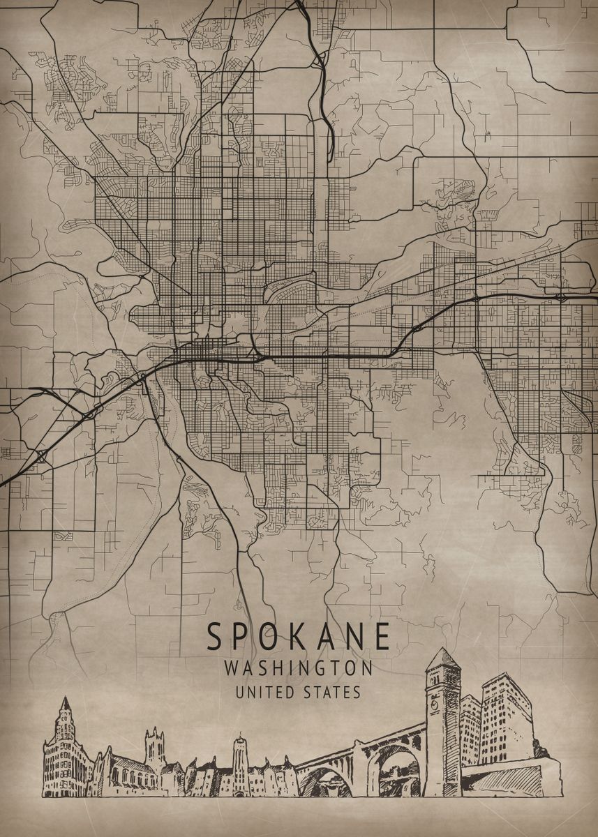 'Spokane Washington' Poster, picture, metal print, paint by XandYart ...