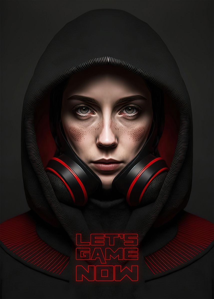 'Hooded gaming girl' Poster, picture, metal print, paint by Arturo Vivo ...
