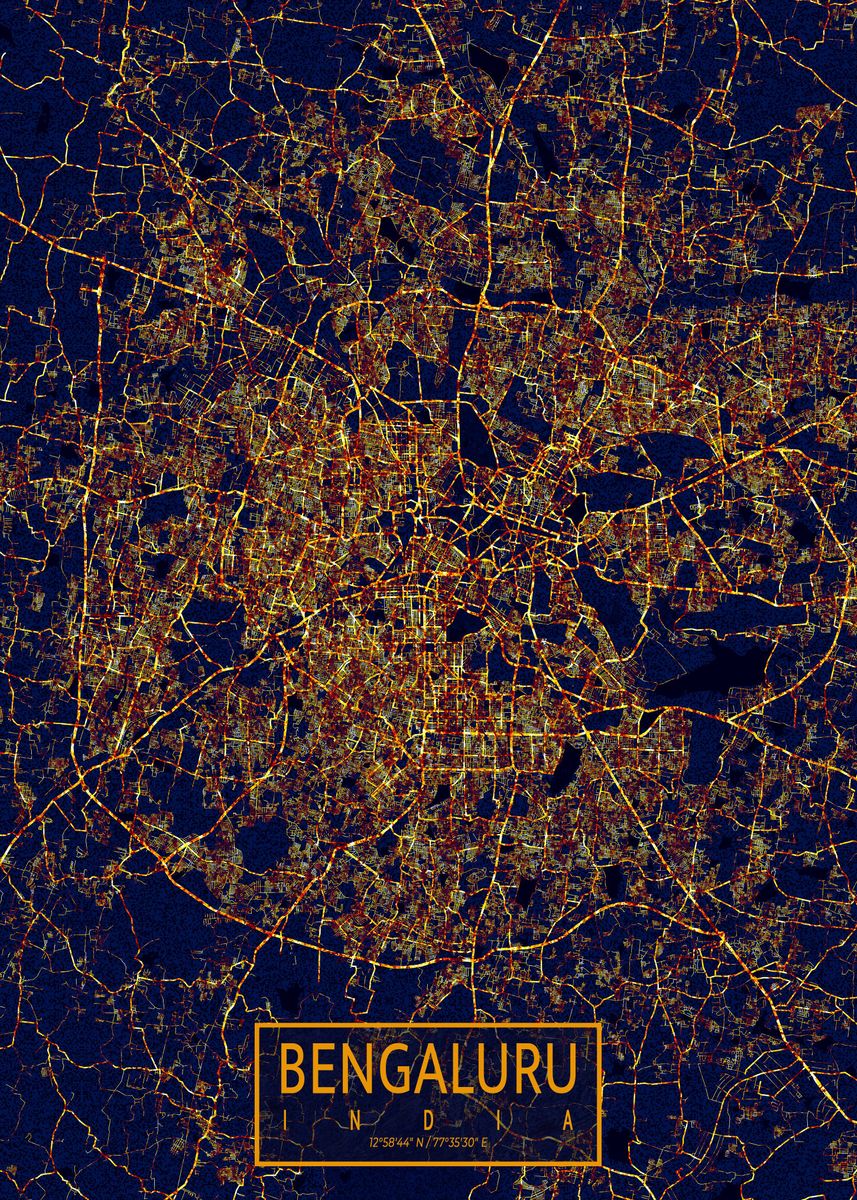 'Bengaluru City At Night' Poster, picture, metal print, paint by deMAP ...