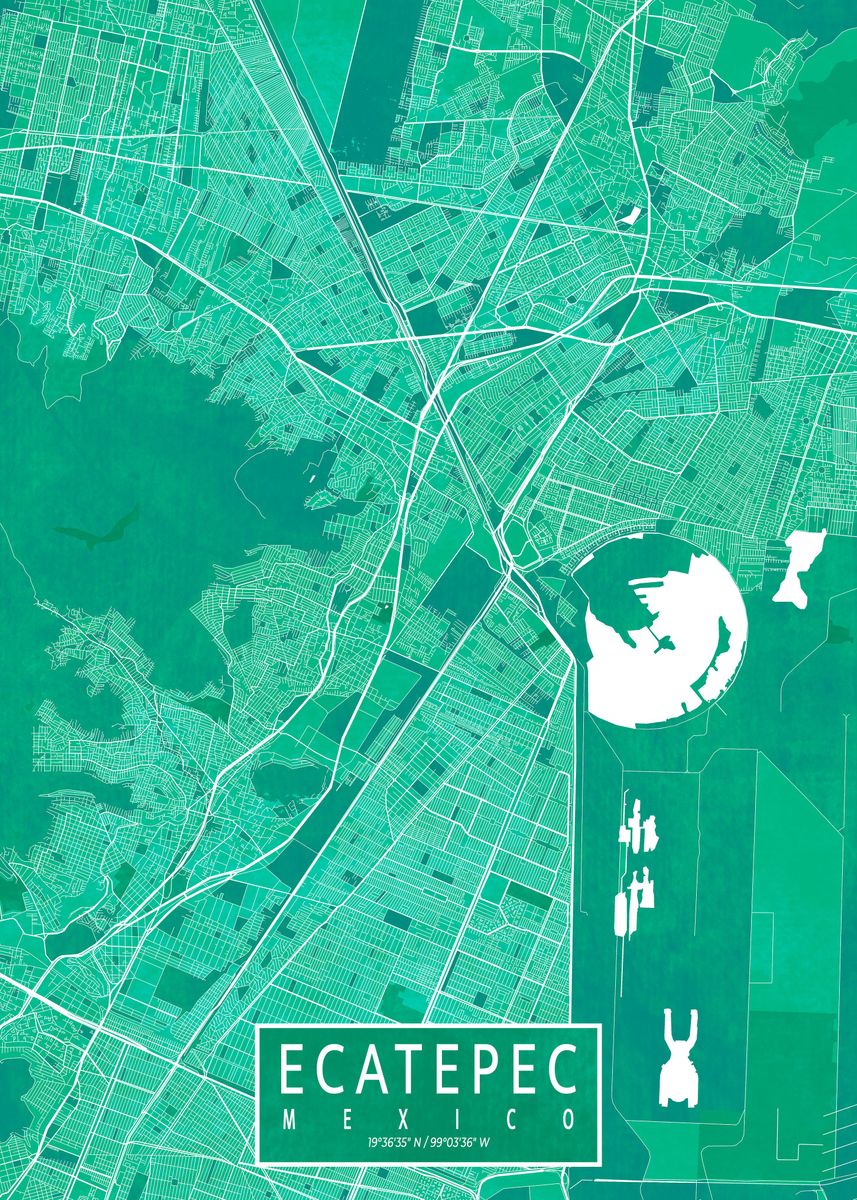 'Ecatepec Map Watercolor' Poster, picture, metal print, paint by deMAP ...