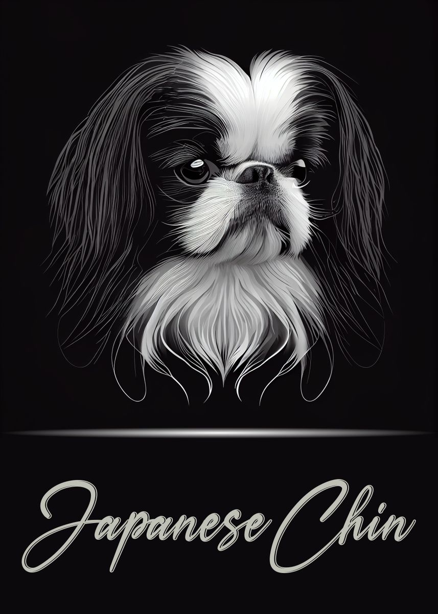 'Elegant Japanese Chin' Poster, picture, metal print, paint by Artistic ...