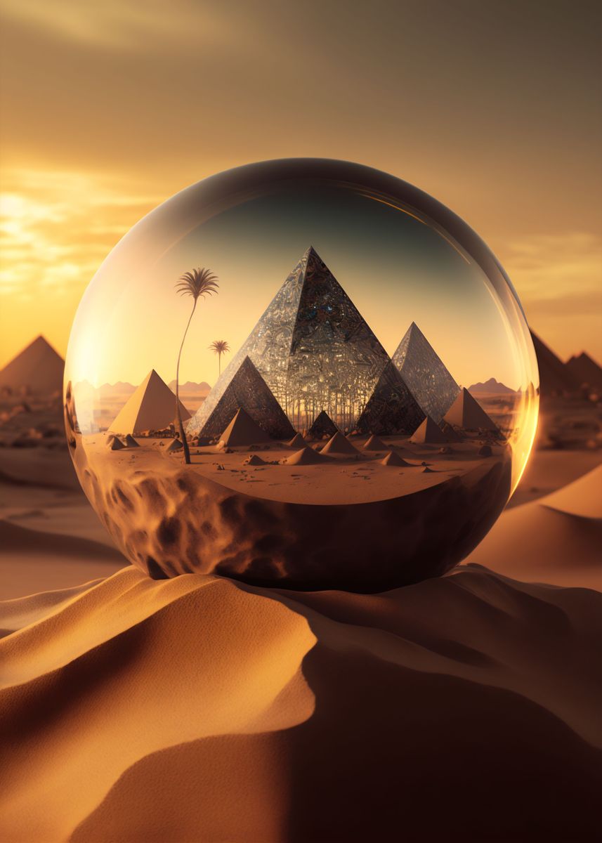 'Pyramids in a sphere' Poster, picture, metal print, paint by Absuro ...