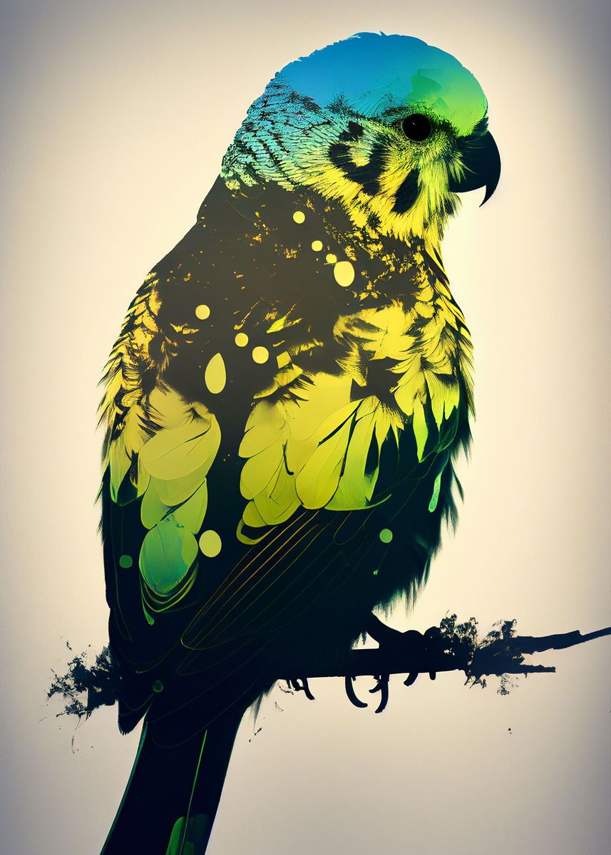 'Budgie Silhouette' Poster, picture, metal print, paint by DecoyDesign ...