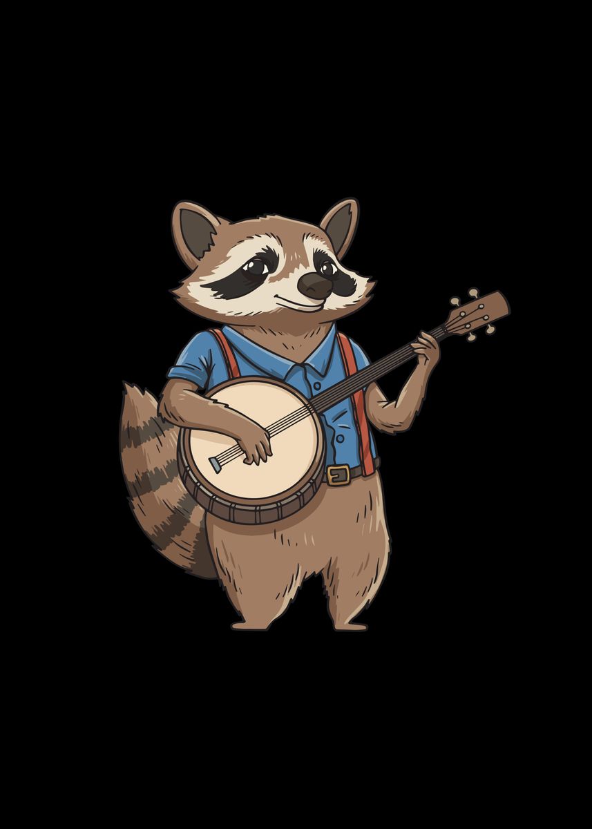 'Raccoon Banjo Musician' Poster, picture, metal print, paint by Michael ...