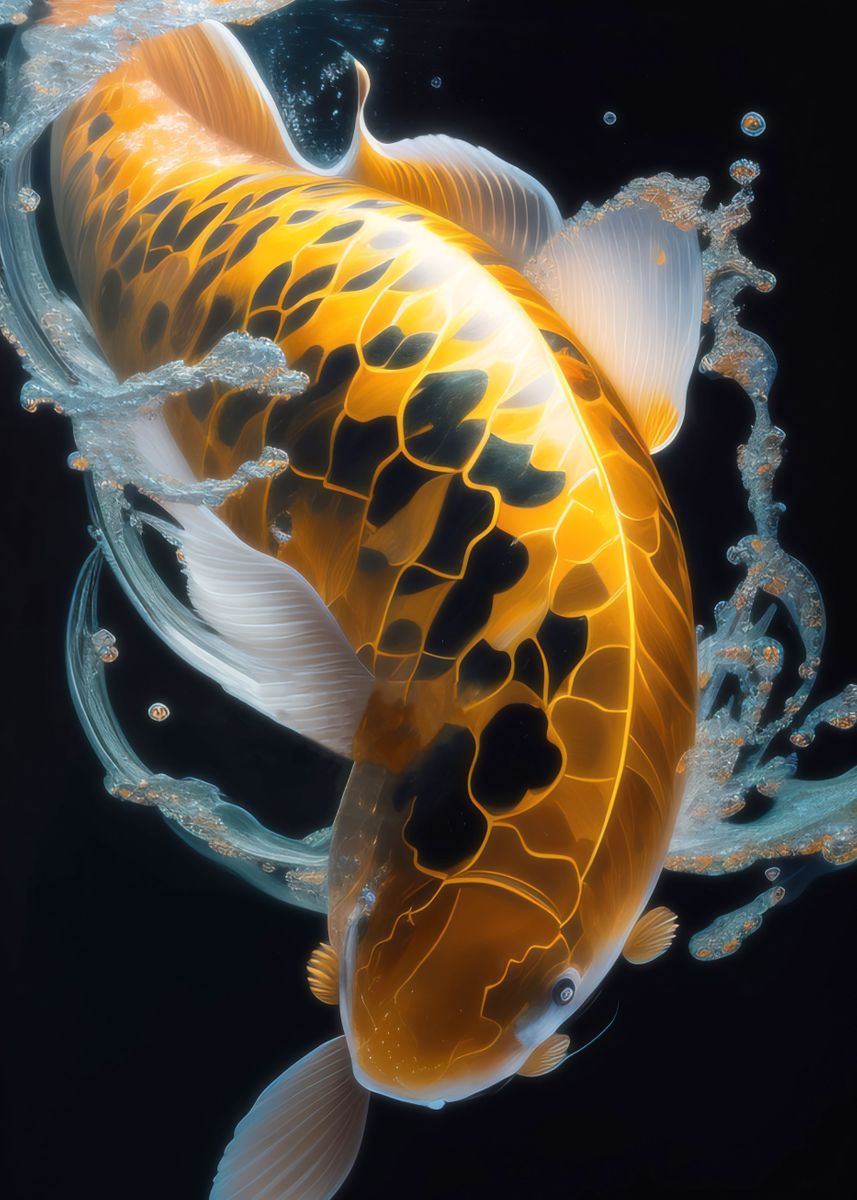 'koi fish' Poster, picture, metal print, paint by RonnieArts | Displate