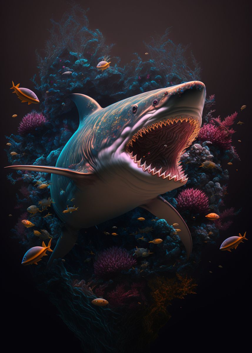'Fantasy Shark 5' Poster, picture, metal print, paint by Zanclus | Displate