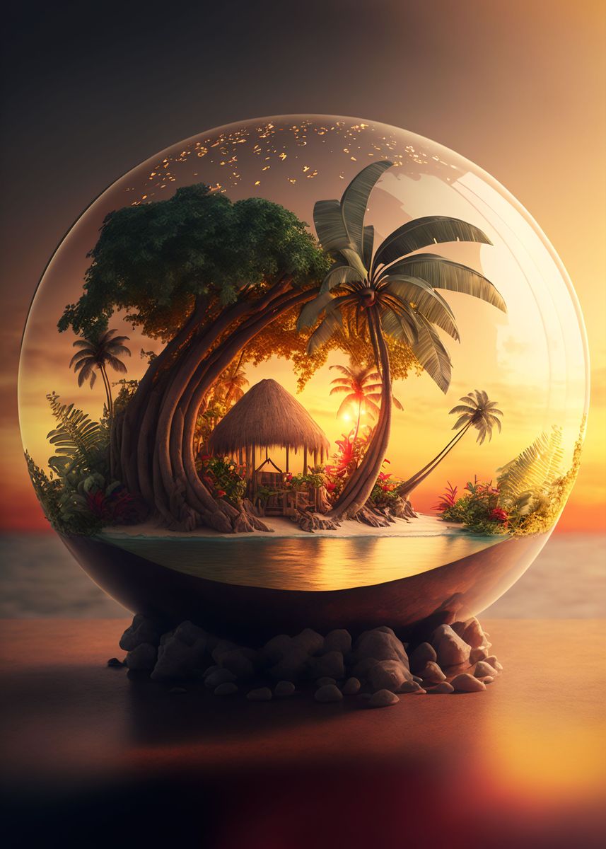 'Tropical Island Vibes' Poster, picture, metal print, paint by Absuro ...