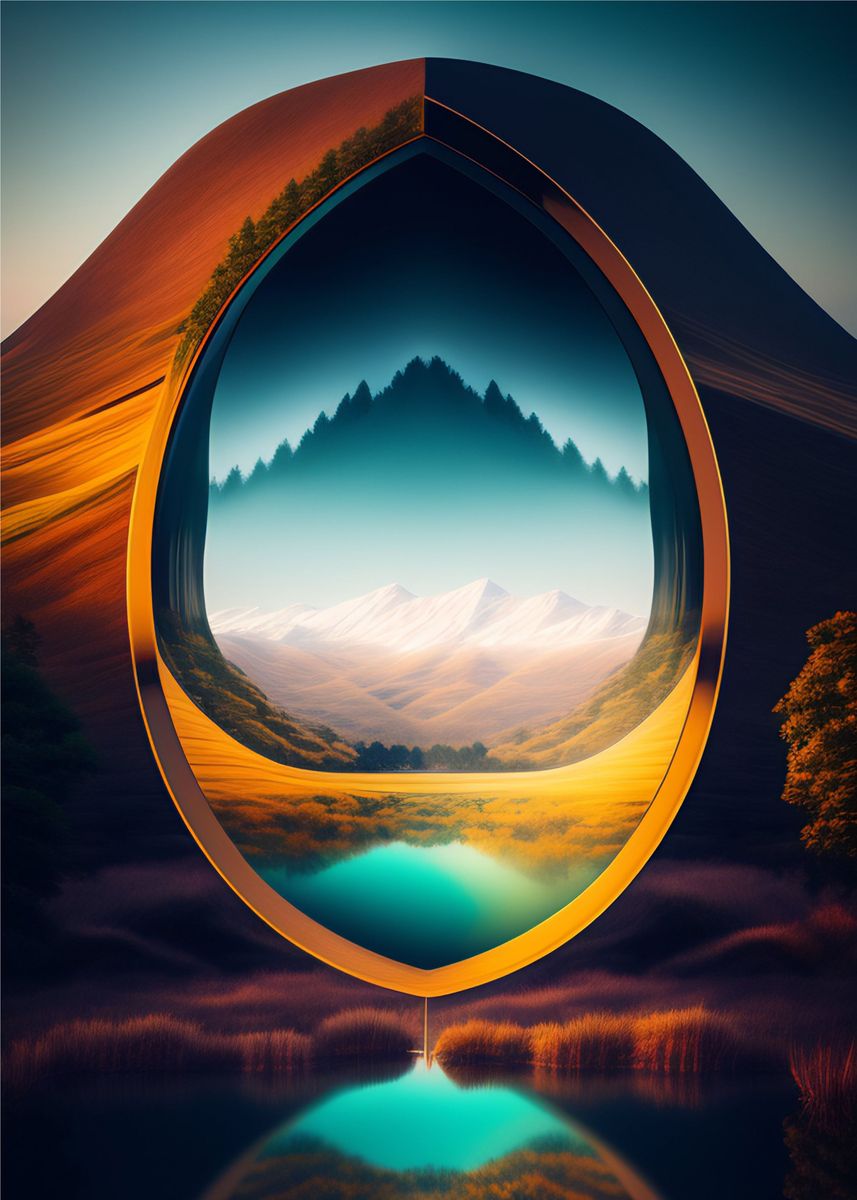 'Landscape double exposure' Poster by Pulsecolor Design | Displate
