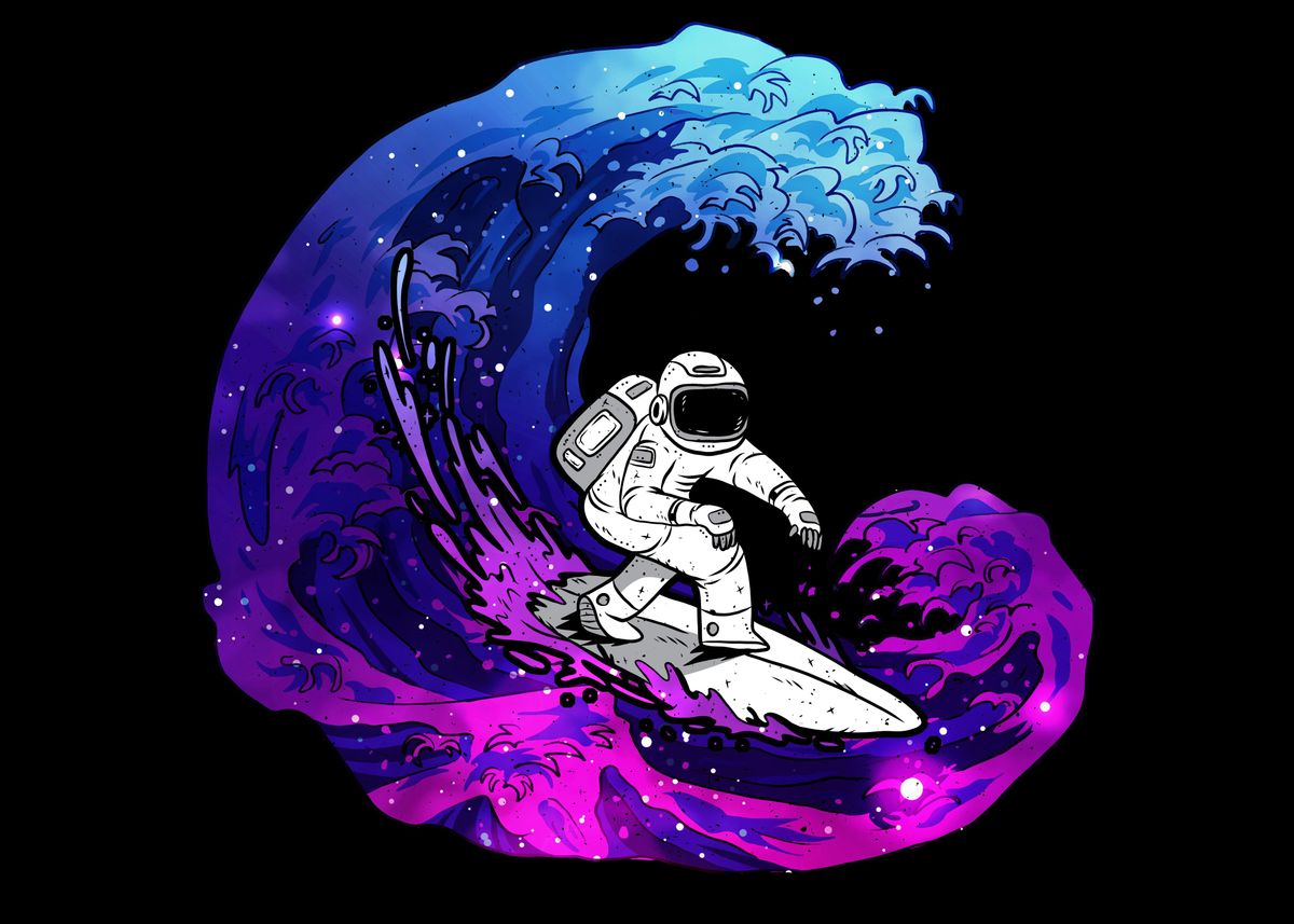 'Astronaut Surfer in Space' Poster by Chris Feil | Displate