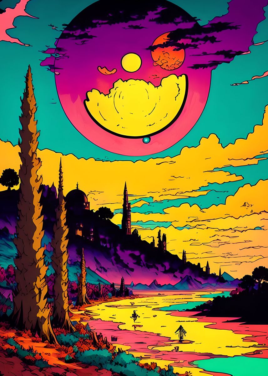 'Colorful sunset ' Poster, picture, metal print, paint by Lukasz ...