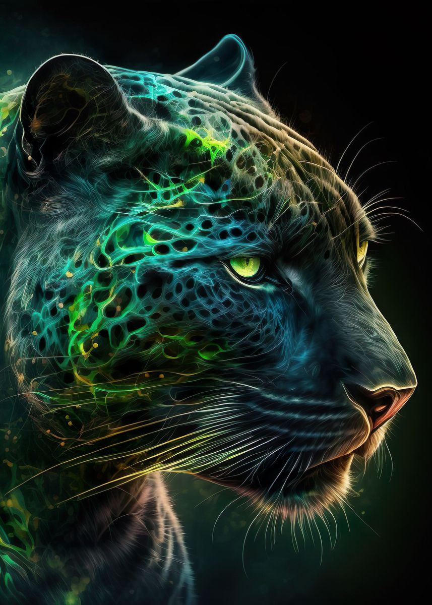 'Green Panther' Poster, picture, metal print, paint by TESSERACT 07 ...