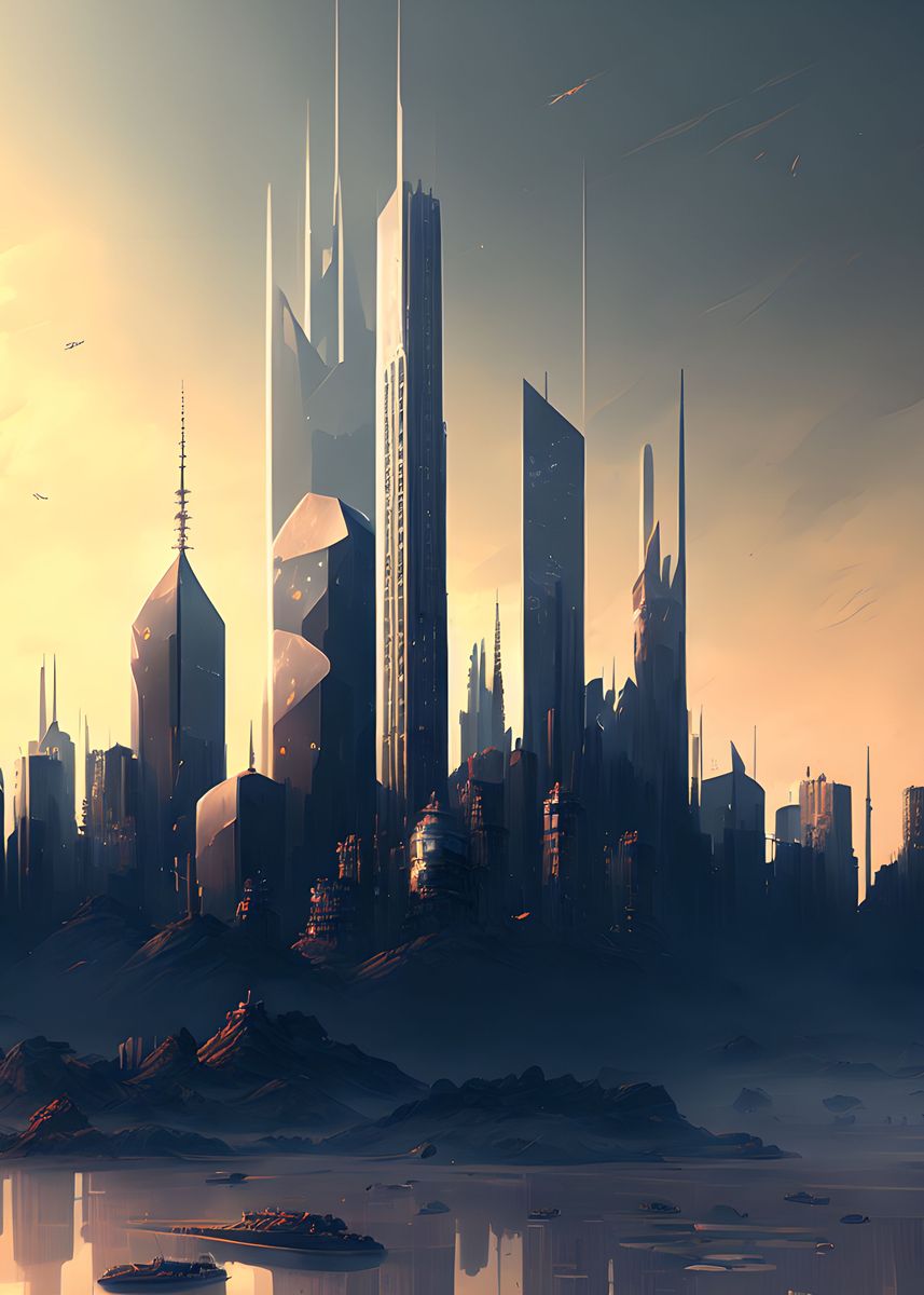 'Future city' Poster, picture, metal print, paint by Lukasz Kobylka ...