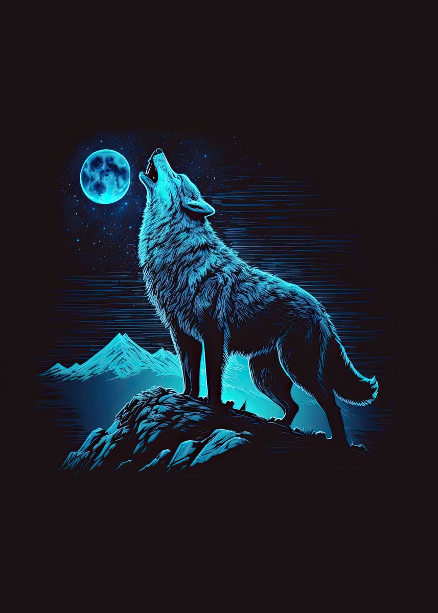'Wolves Under The Full Moon' Poster by WEWILL ROCK YOU | Displate