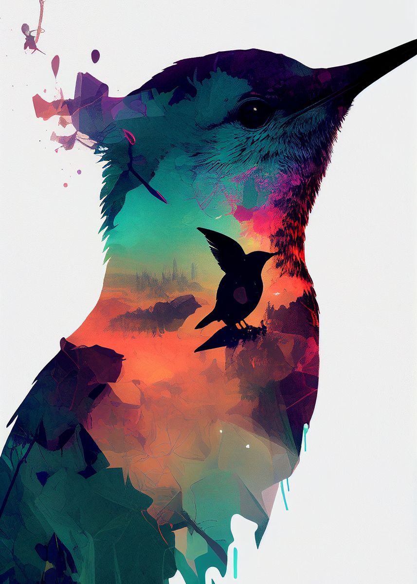 'Hummingbird Colorful' Poster, picture, metal print, paint by ...