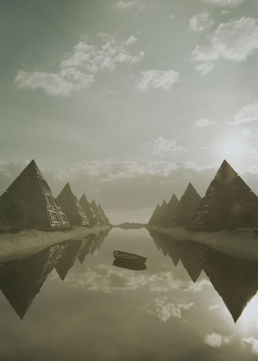 'Pyramids River 3D ' Poster, picture, metal print, paint by Irawan ...