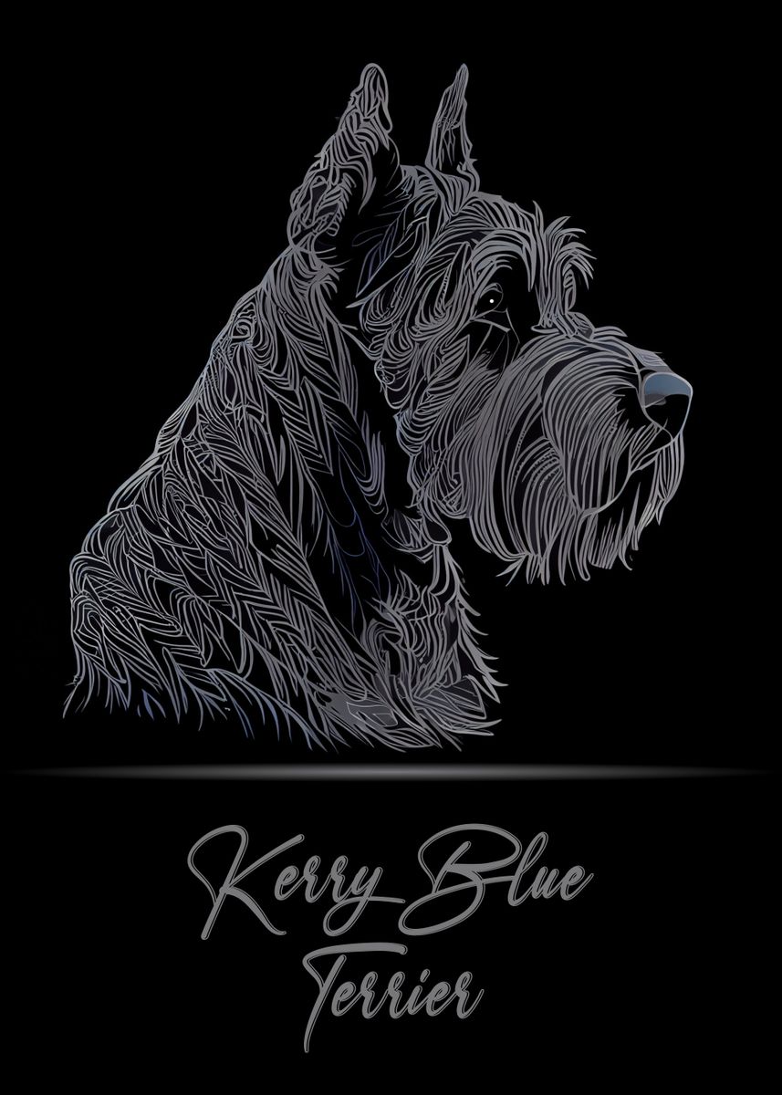 'Kerry Blue Terrier' Poster, picture, metal print, paint by Artistic Paradigms | Displate