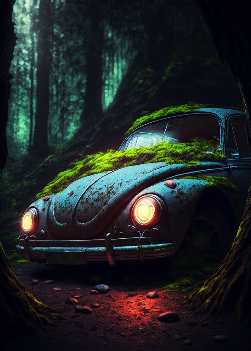 'Car In The Forest' Poster, picture, metal print, paint by Coffee ...