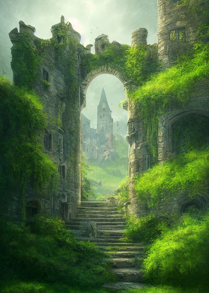 'Overgrown castle ruins' Poster, picture, metal print, paint by Stefan ...
