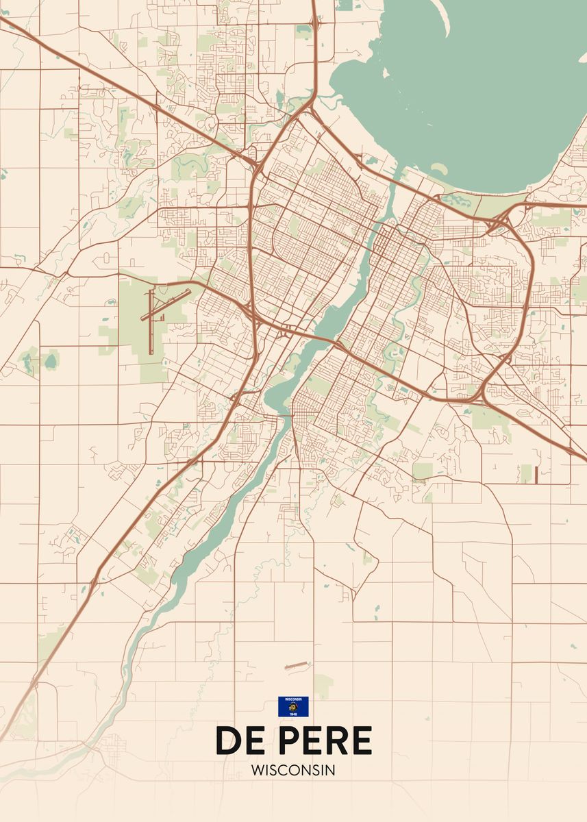 'De Pere WI' Poster, picture, metal print, paint by IMR Designs | Displate