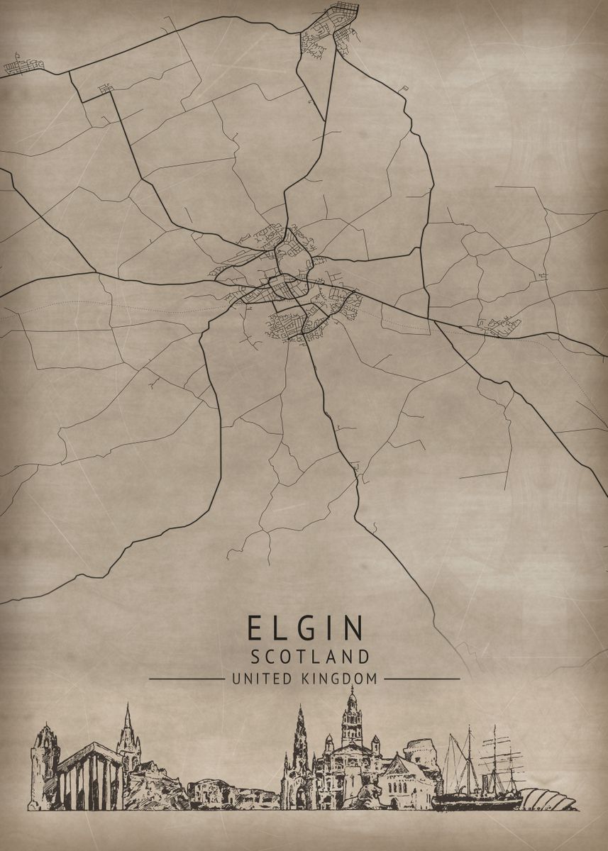 'Elgin Scotland' Poster, picture, metal print, paint by XandYart | Displate